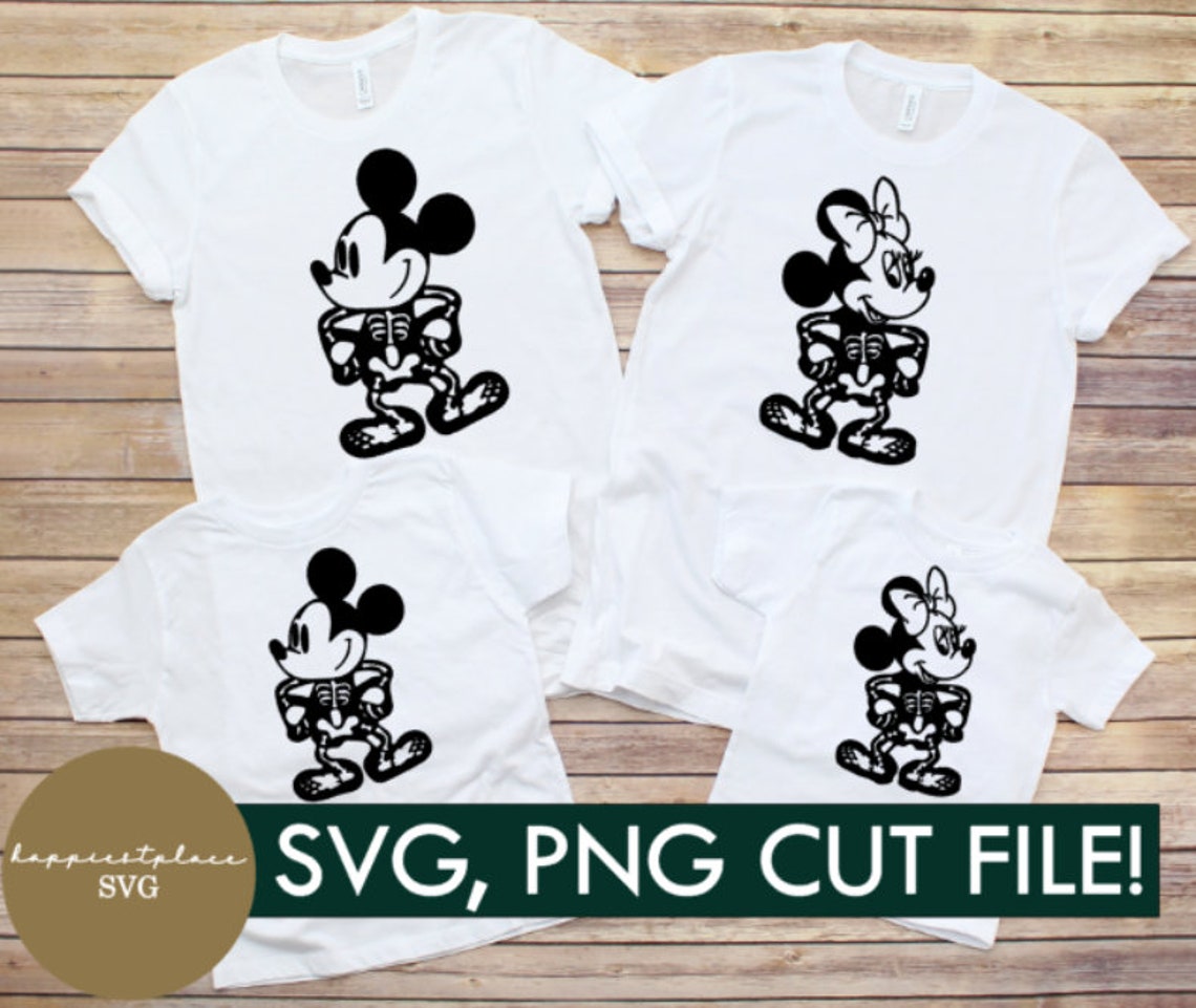 Svg Png Skeleton Mickey Skeleton Minnie Halloweendigital - Etsy