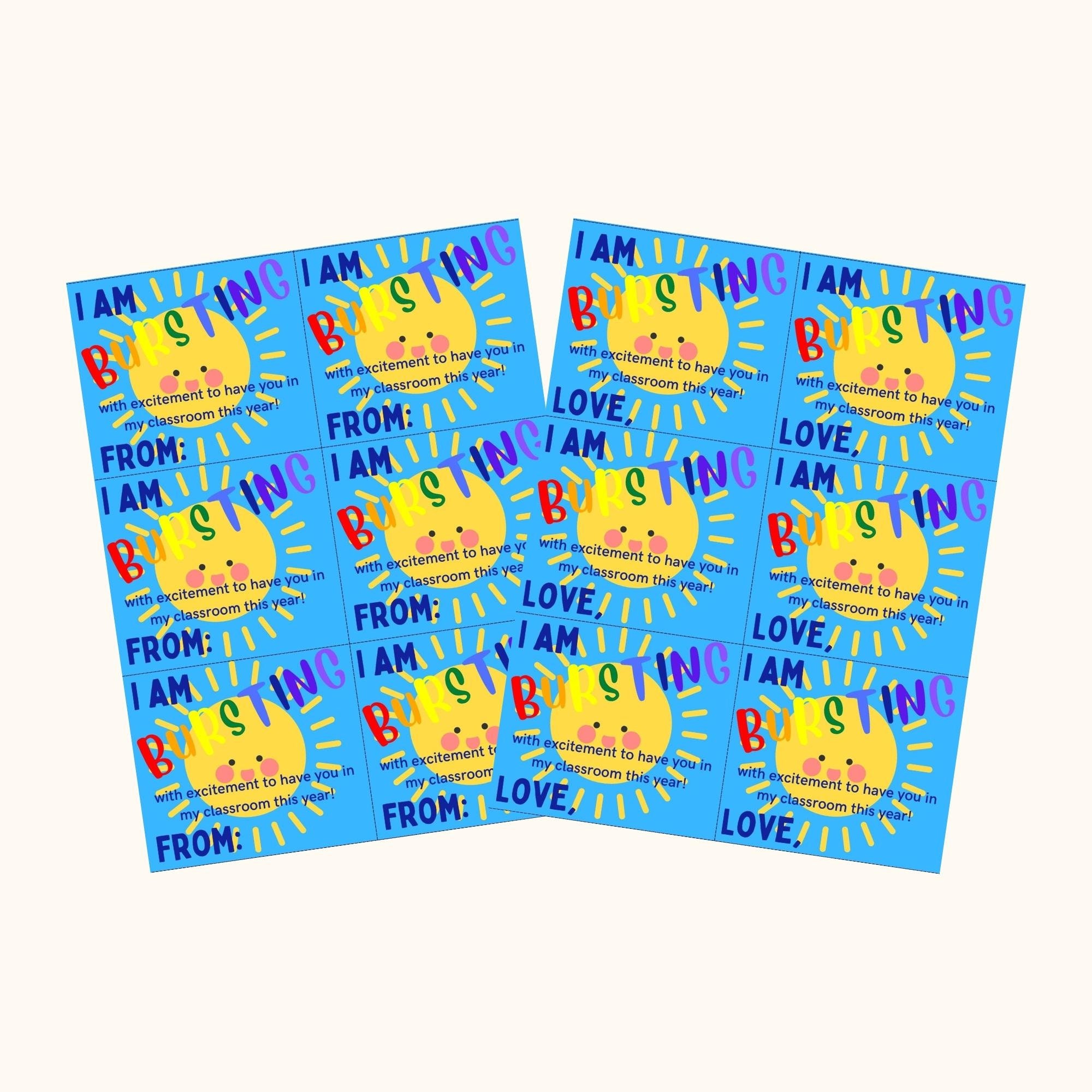 Back to School Starburst Gift Tag Printable for Students, Open House ...