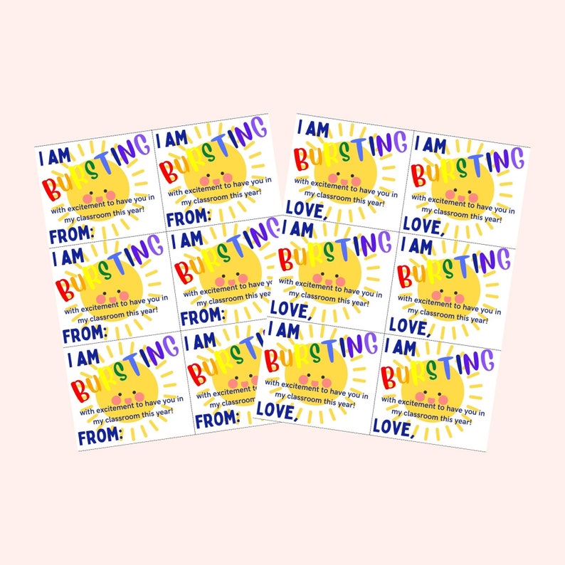 Back to School Starburst Gift Tag Printable for Students, Open House ...