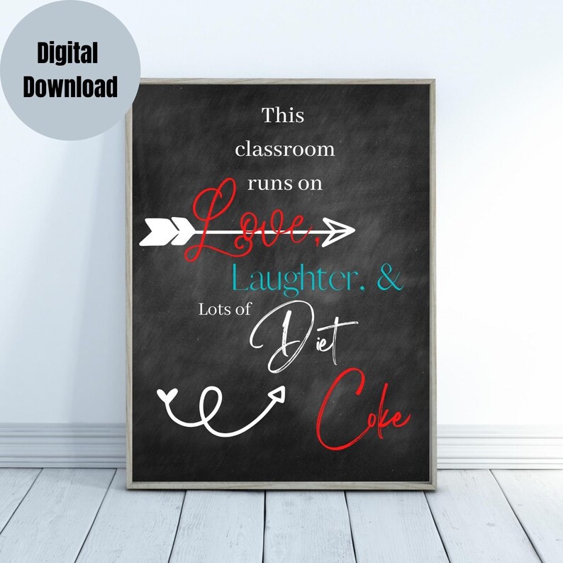 Digital Print for Classroom Teacher Who Loves Diet Coke, Fun Teacher ...