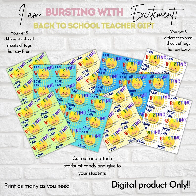 Back to School Starburst Gift Tag Printable for Students, Open House ...