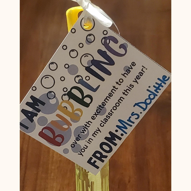 Editable Back to School Bubbles Gift Tag Printable for Students, Open ...