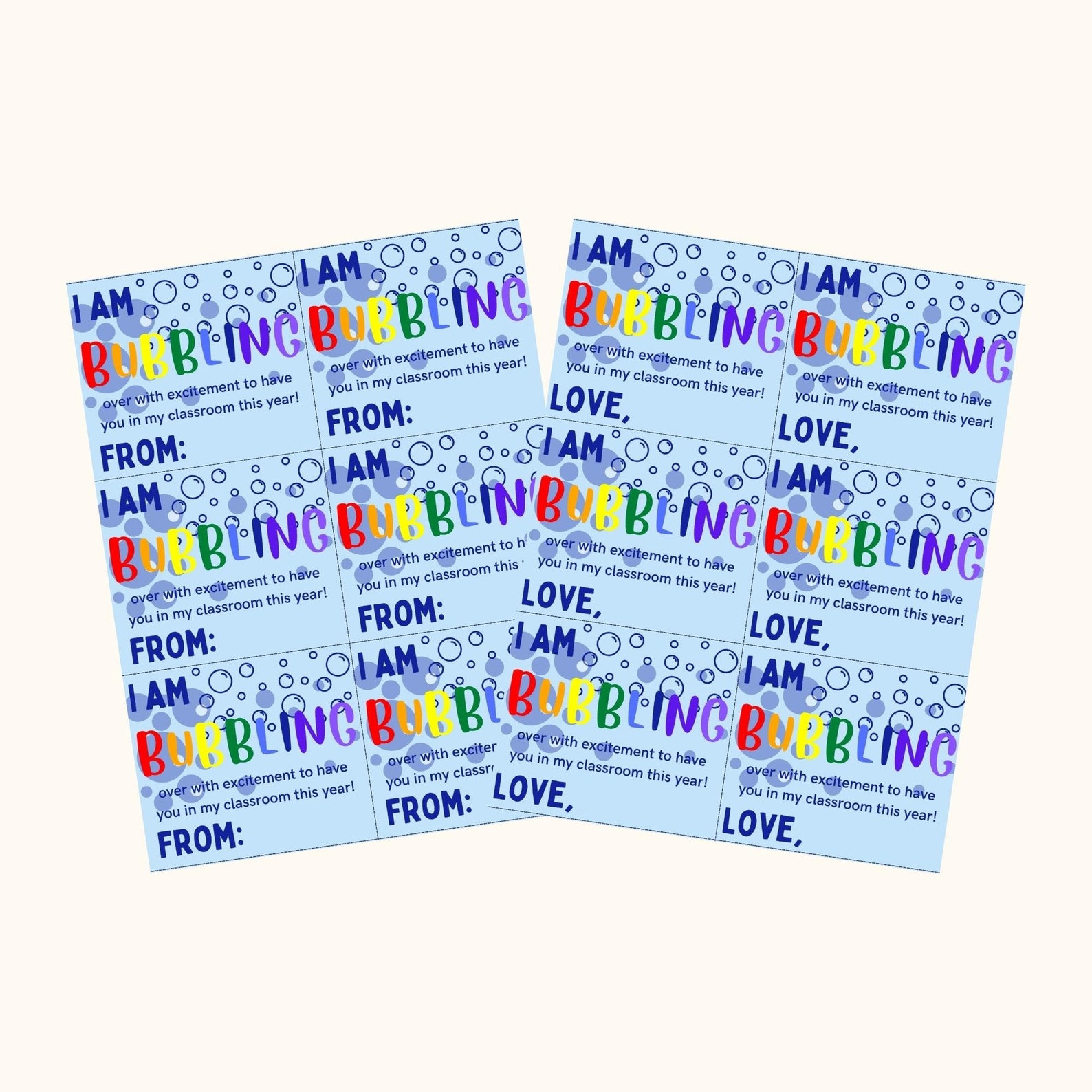 Editable Back to School Bubbles Gift Tag Printable for Students, Open ...