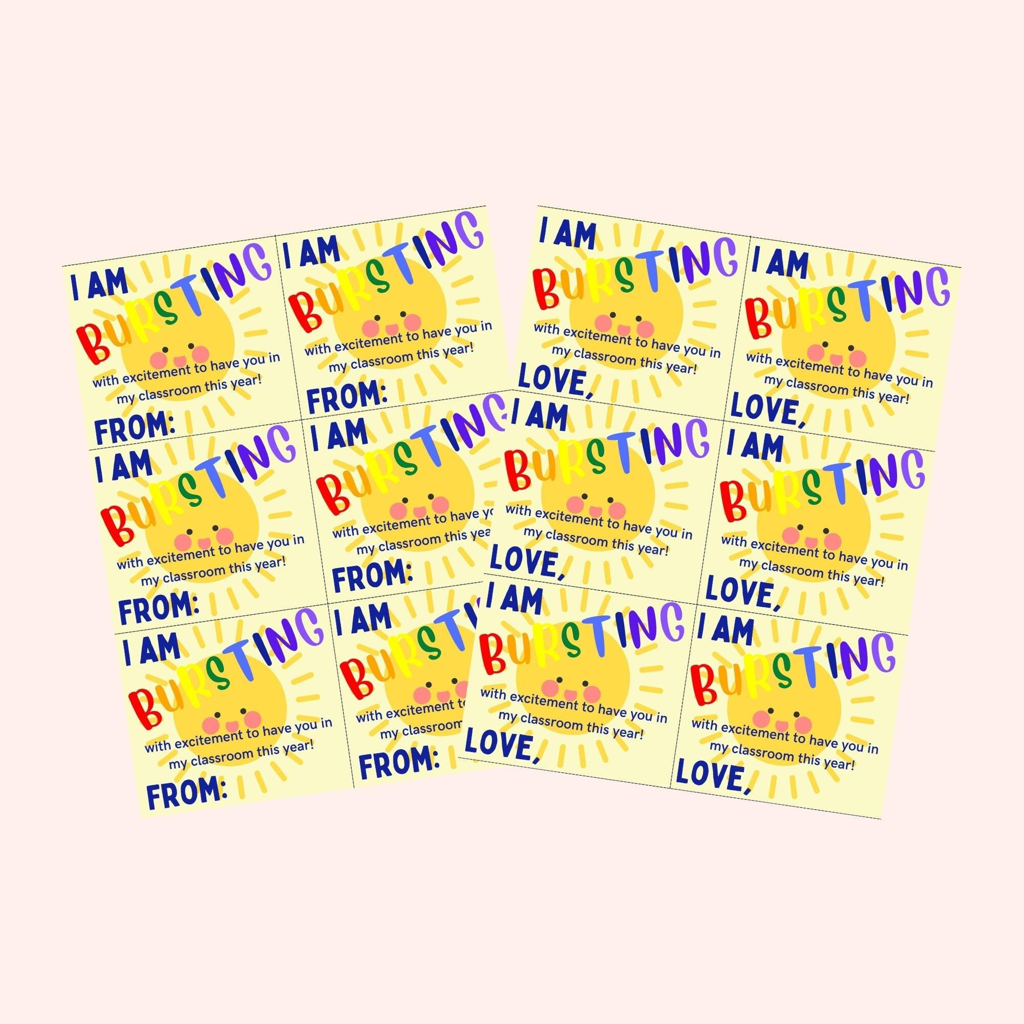 Back to School Starburst Gift Tag Printable for Students, Open House ...