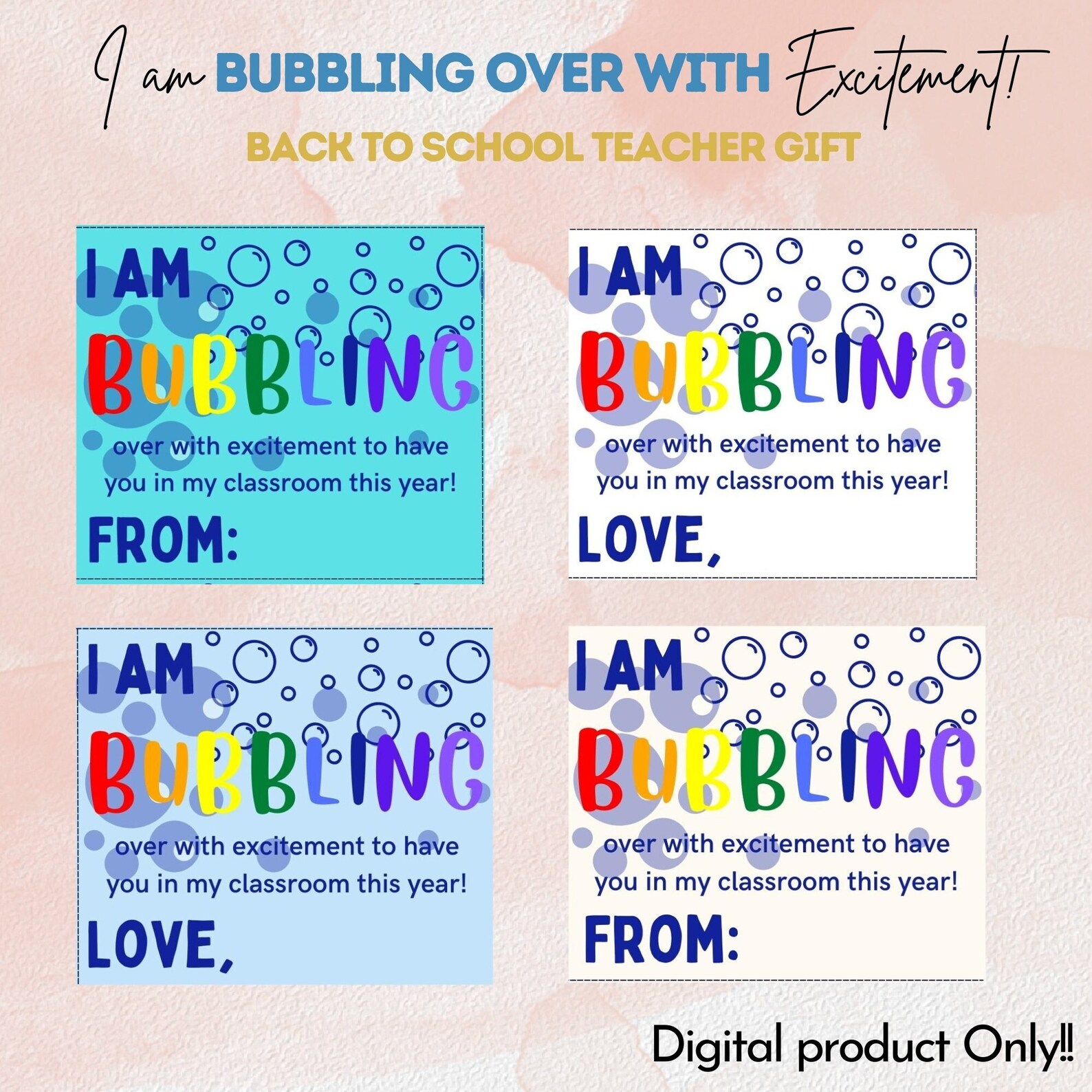 Editable Back to School Bubbles Gift Tag Printable for Students, Open ...