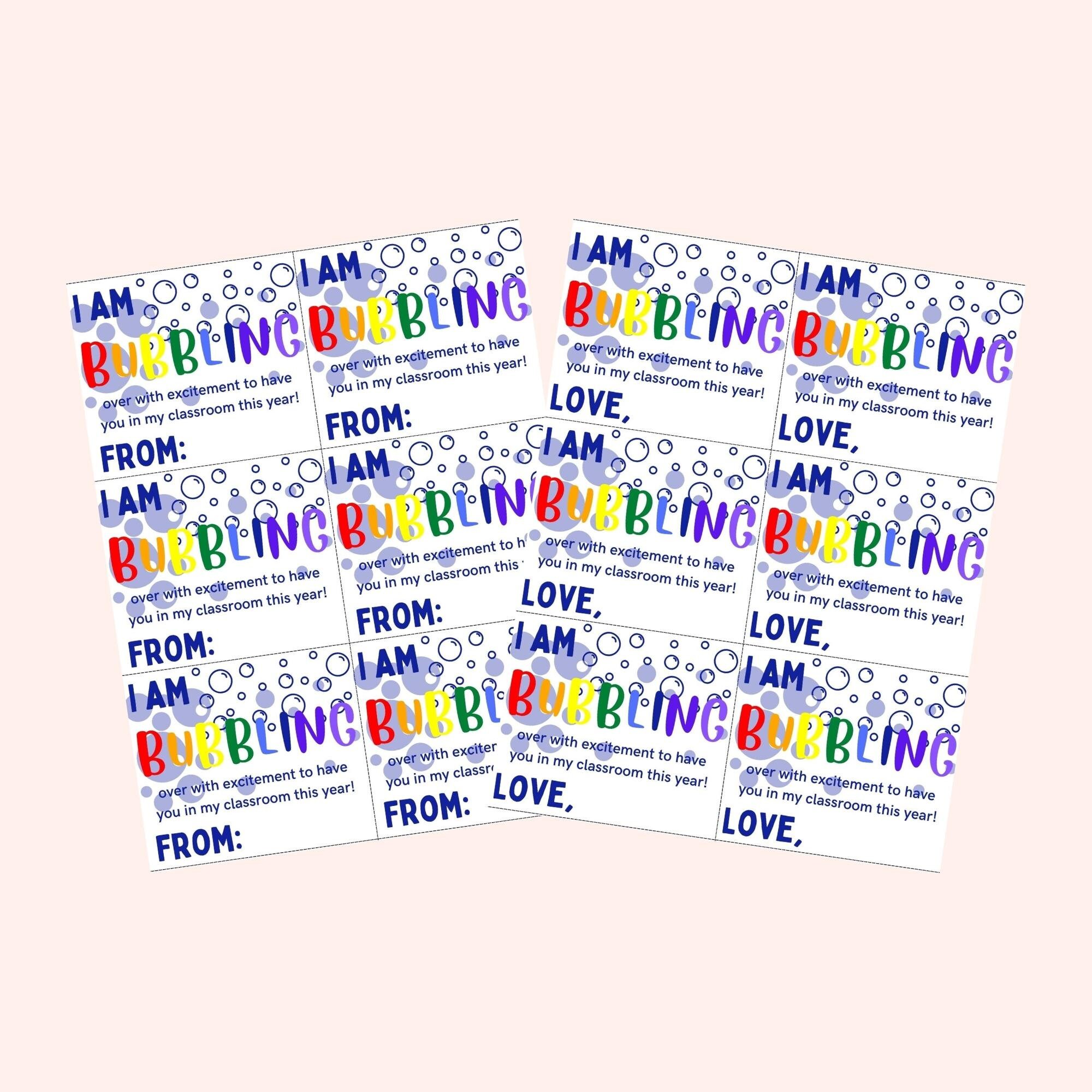 Editable Back to School Bubbles Gift Tag Printable for Students, Open ...