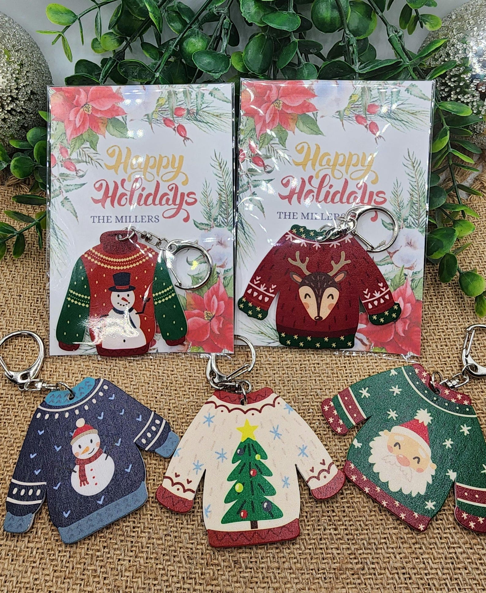 Personalized Christmas Party Favors Christmas Keychains Gift for Guests ...