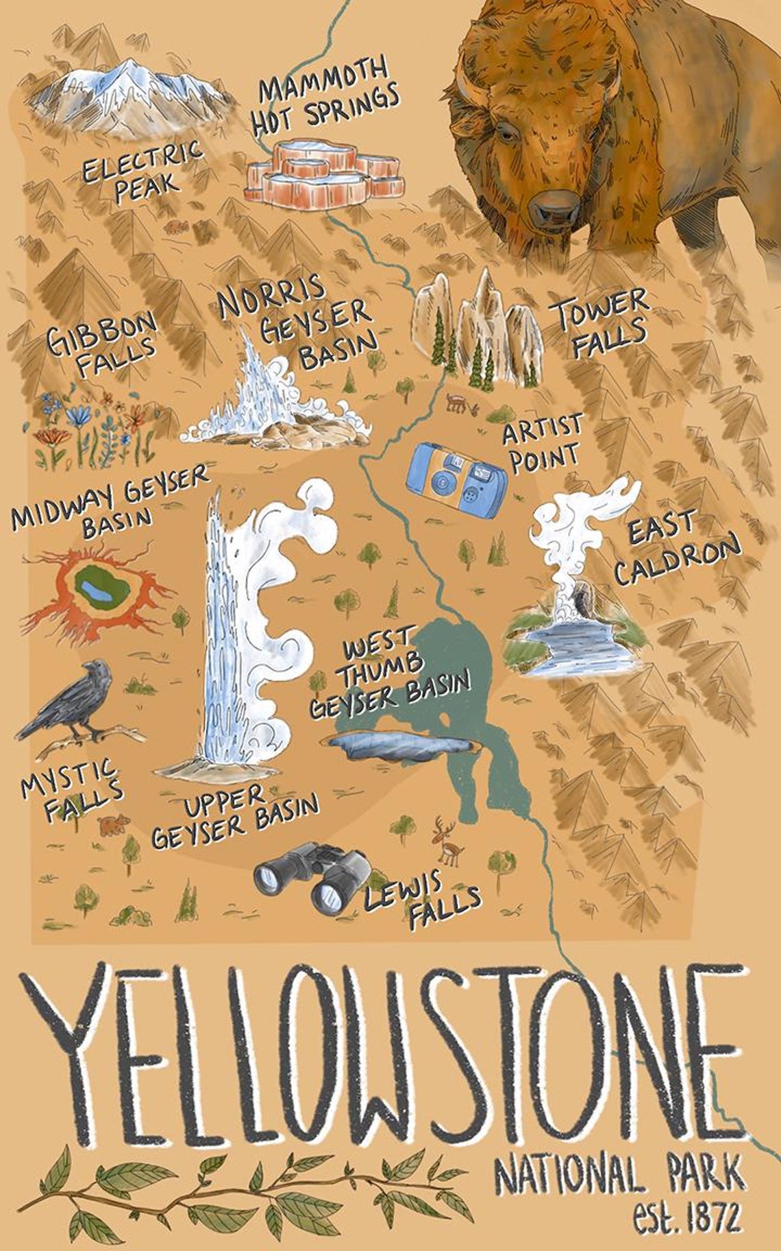 Yellowstone State Park Poster - Etsy