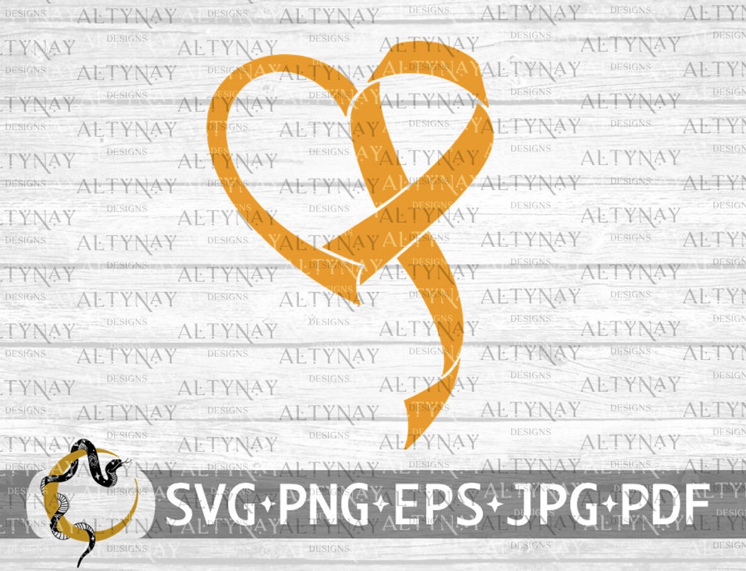 Appendix Cancer Heart Ribbon SVG, Ribbon Amber SVG, Appendix Cancer ...