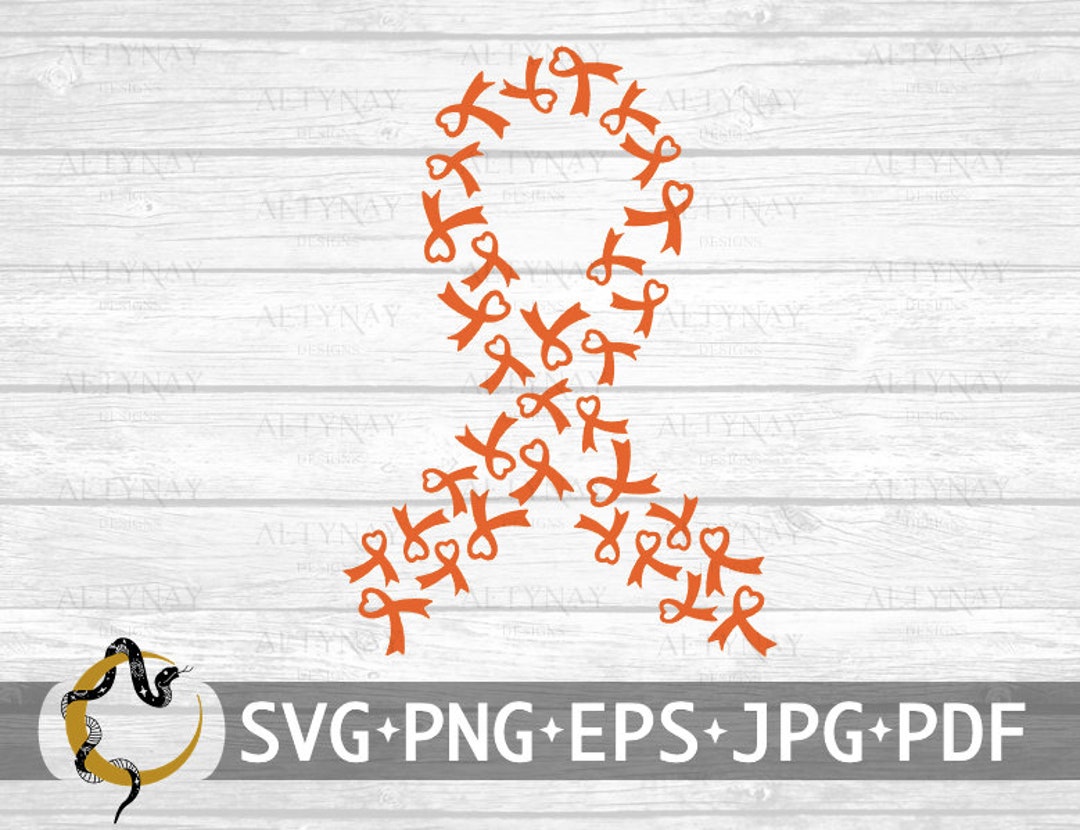 Leukemia Cancer Orange Heart Ribbon SVG, Leukemia Cancer SVG, Leukemia ...