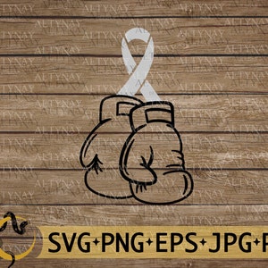 Brain Cancer Fighter SVG, Brain Cancer Ribbon Boxing Gloves, Ribbon ...