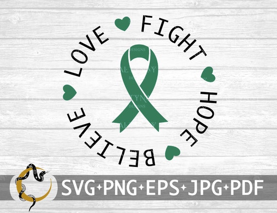 Liver Cancer Fight Hope Believe Love SVG Ribbon Emerald SVG | Etsy