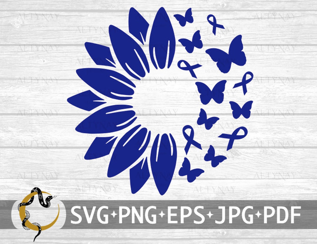 Sunflower Colon Cancer Butterfly SVG Colon Cancer SVG Dark - Etsy