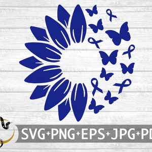 Sunflower Colon Cancer Butterfly SVG Colon Cancer SVG Dark - Etsy