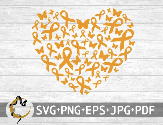 Appendix Butterfly Heart Ribbon Cancer SVG Ribbon Amber SVG | Etsy