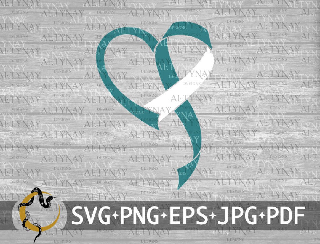 Cervical Cancer Heart Ribbon SVG, Cervical Cancer Awareness, Cervical ...