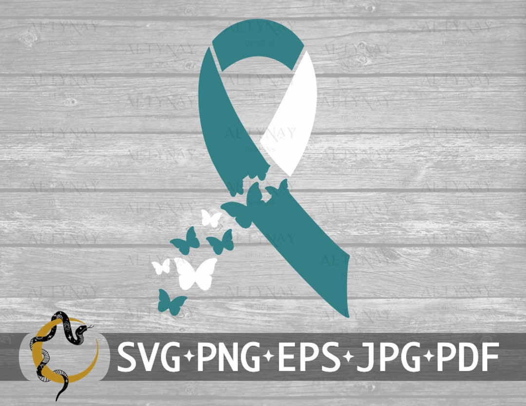 Cervical Cancer Butterfly Ribbon SVG, Cervical Cancer SVG, Cervical ...