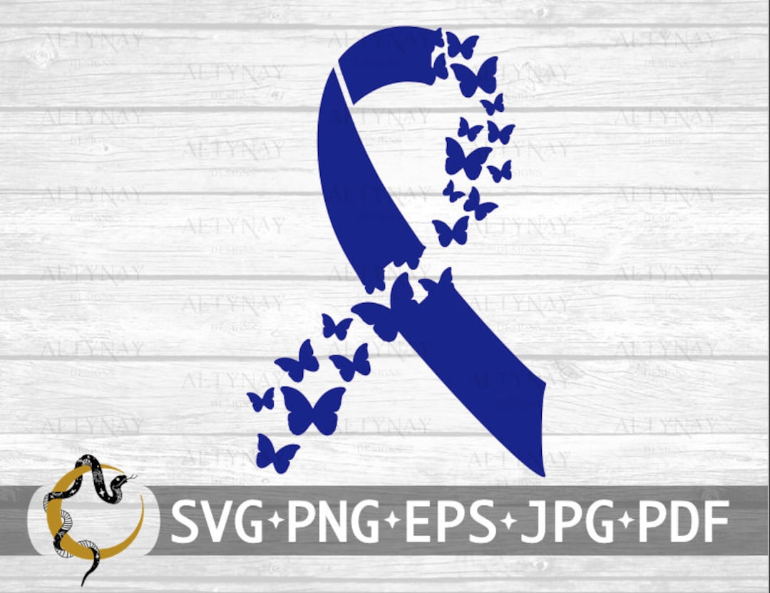 Colon Cancer Butterfly Ribbon SVG, Colon Cancer SVG, Colon Cancer ...