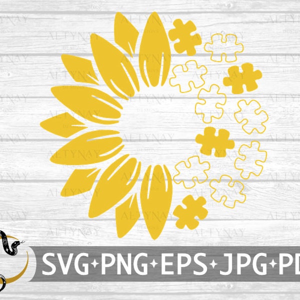 Autism Sunflower Puzzle Pieces Svg - Etsy