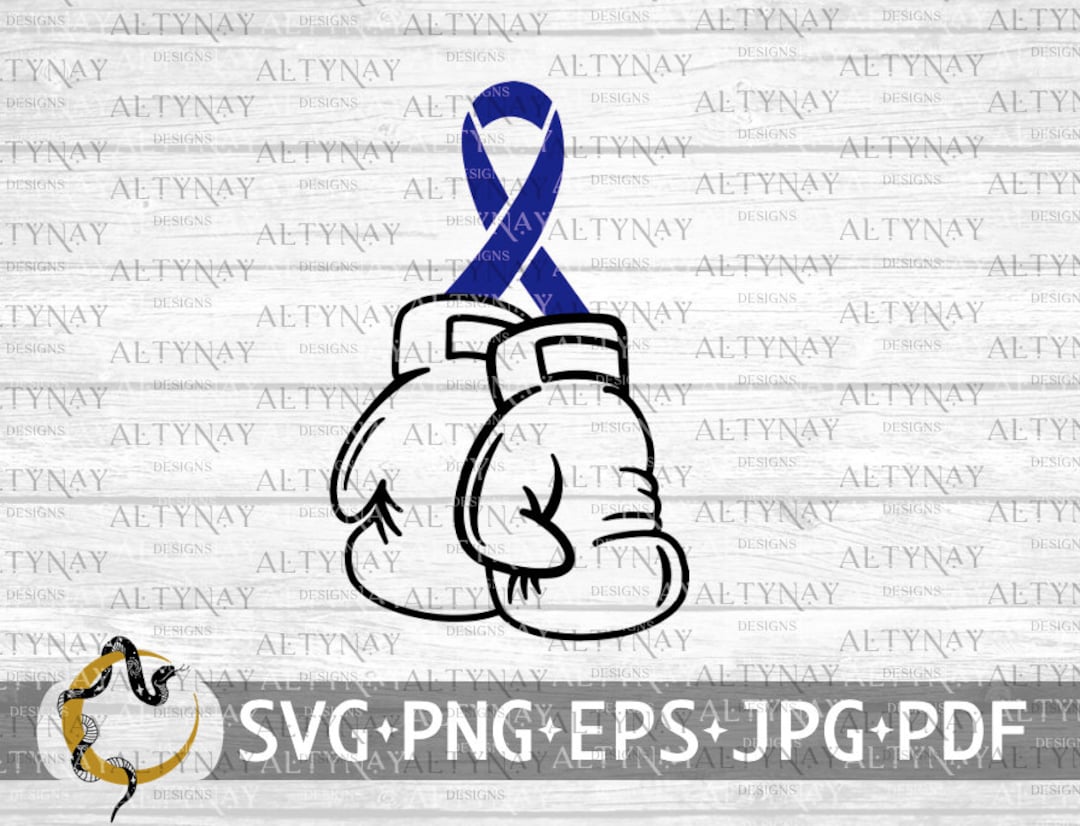 Colon Cancer Fighter SVG, Colon Cancer Boxing Gloves Ribbon, Colon ...