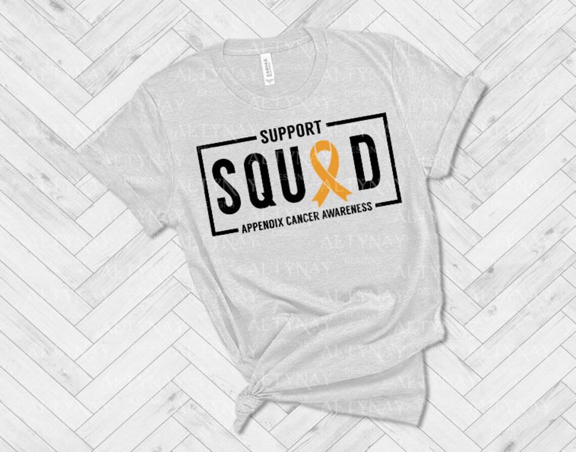 Support Squad Appendix Cancer SVG Ribbon Amber SVG Appendix - Etsy