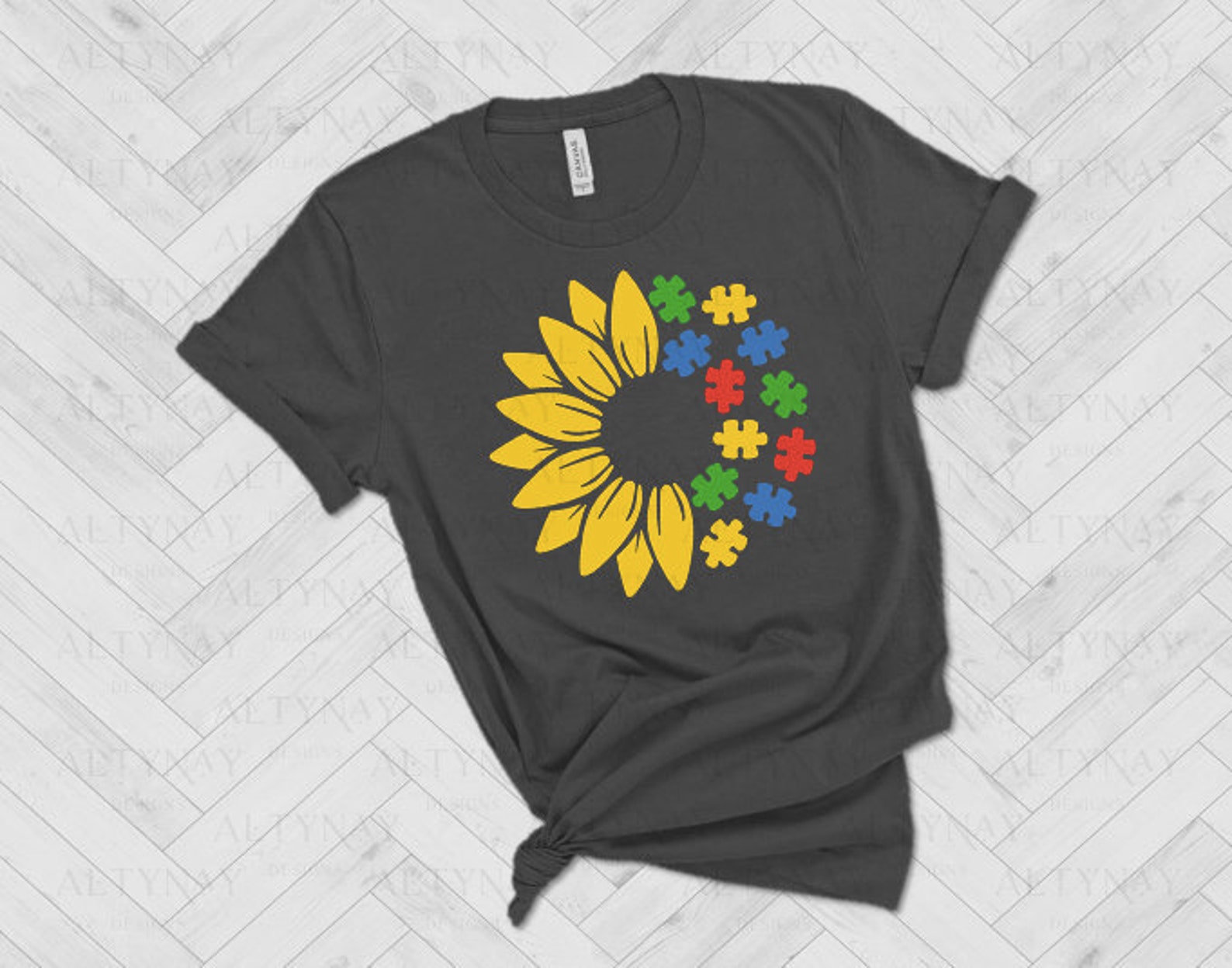 Autism Awareness Sunflower Puzzle SVG, Autism Awareness Puzzle SVG ...