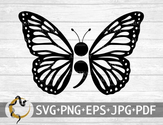 Semi-colon Butterfly SVG Suicide Prevention SVG Suicide - Etsy