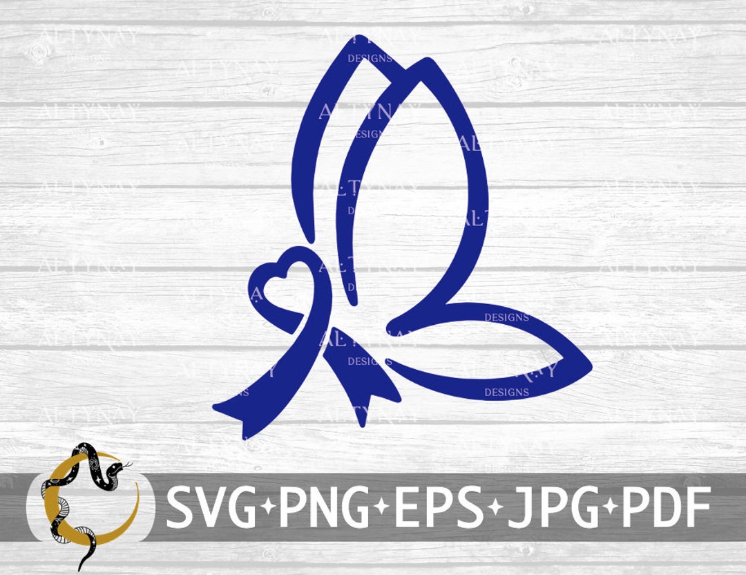 Colon Cancer Heart Butterfly Ribbon SVG, Colon Cancer SVG, Colon Cancer ...