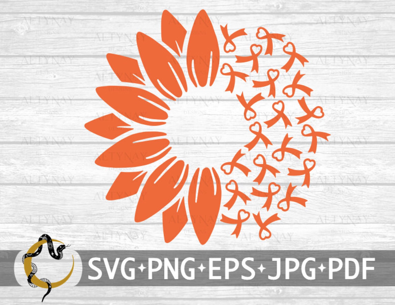 Sunflower Kidney Cancer Heart Ribbon SVG Kidney Cancer Ribbon | Etsy