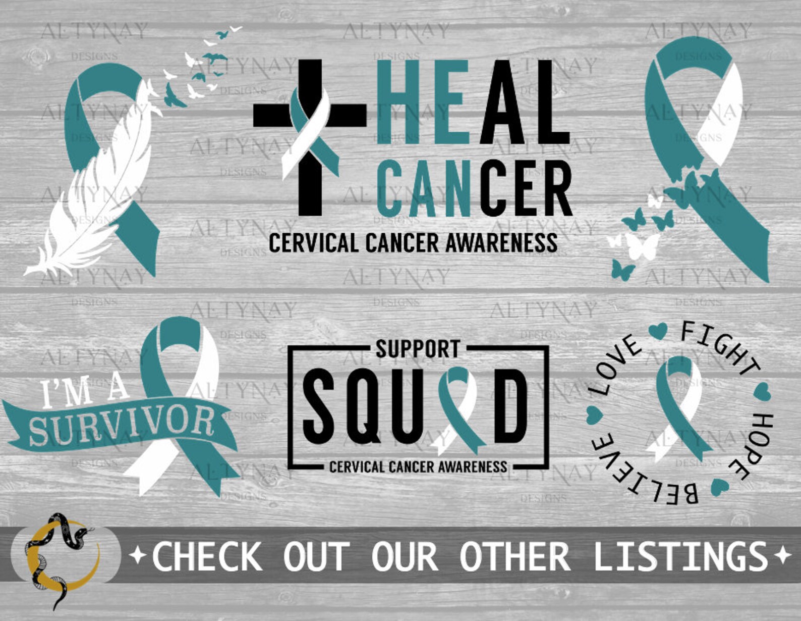Cervical Cancer Fight Hope Believe Love SVG, Cervical Cancer SVG ...