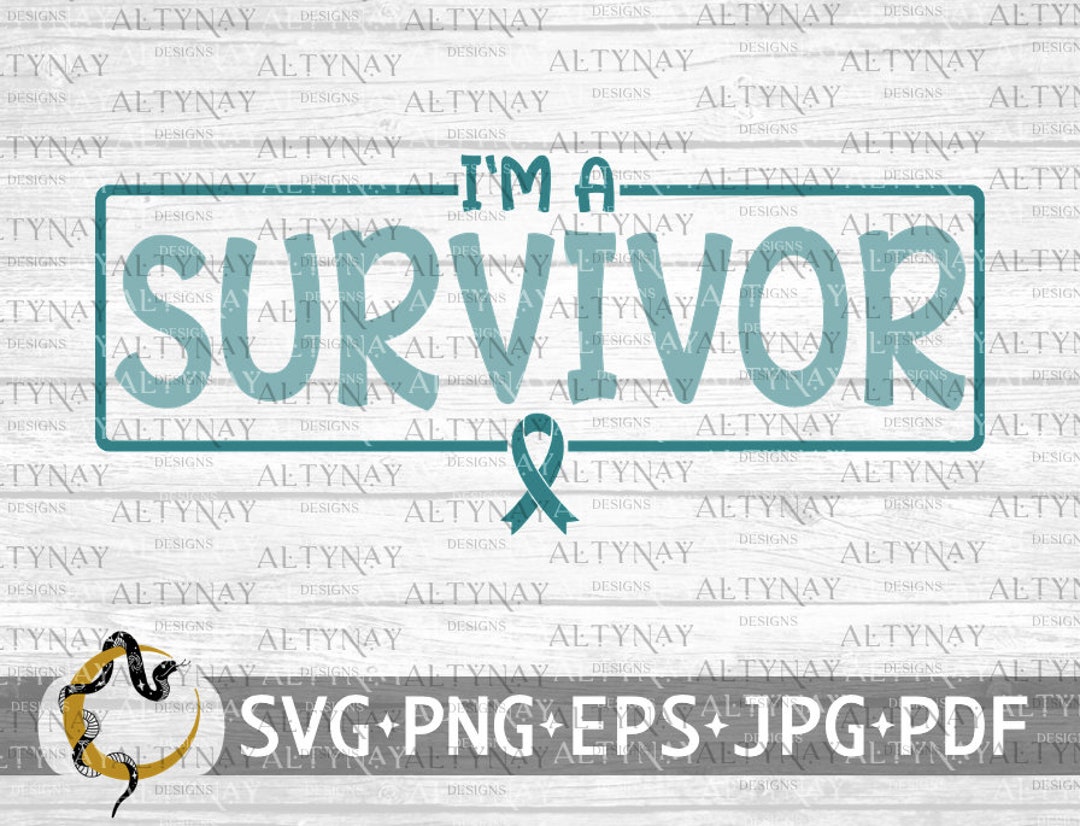 Ovarian Cancer Survivor Ribbon SVG, I'm A Cancer Survivor, Ovarian ...
