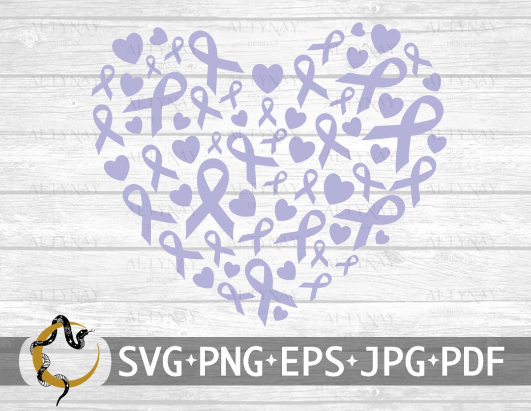 Stomach Cancer Heart Ribbon SVG Stomach Cancer Awareness - Etsy