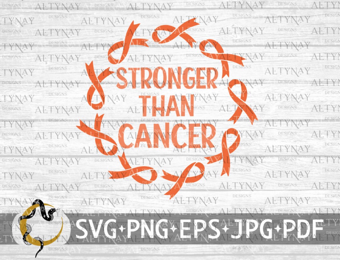 Kidney Cancer Ribbon SVG, Stronger Than Cancer, Kidney Cancer Awareness ...