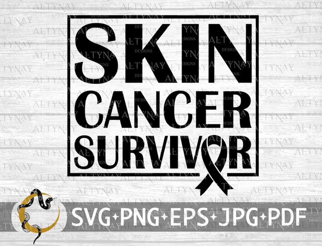 Skin Cancer Survivor Ribbon SVG, Melanoma Skin Cancer Awareness, Black ...
