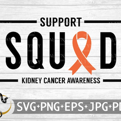 Support Squad Kidney Cancer SVG Ribbon Orange SVG Kidney - Etsy