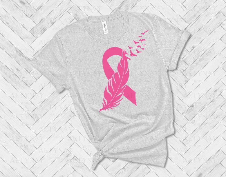 Feather Breast Cancer Ribbon SVG Breast Cancer Ribbon | Etsy