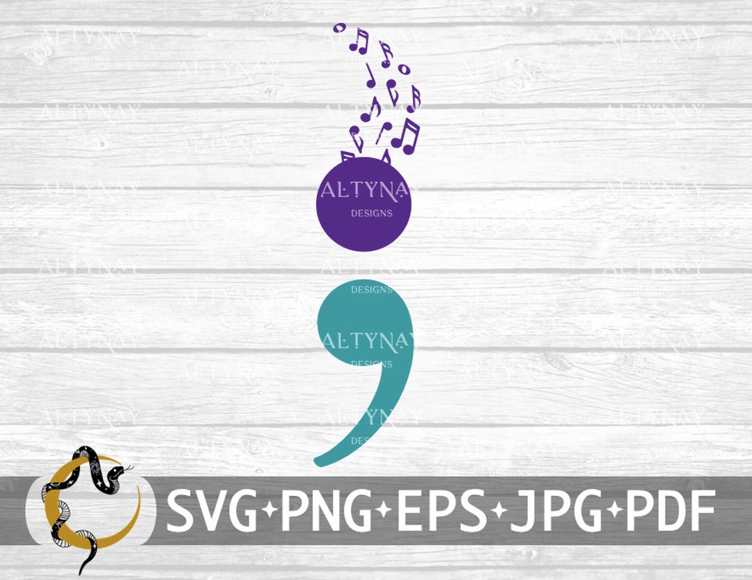 Suicide Awareness Semicolon Music Notes SVG, Suicide Awareness SVG ...