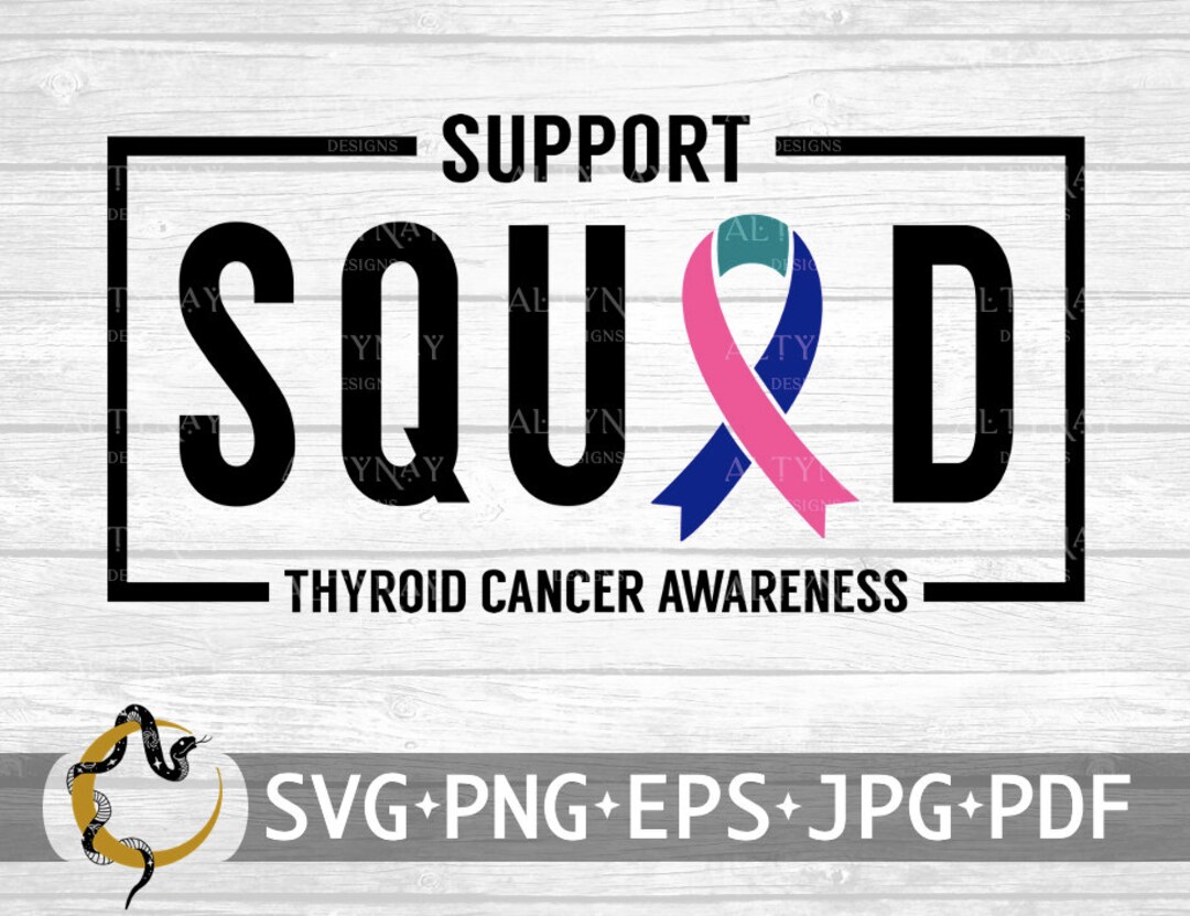 Support Squad Thyroid Cancer Ribbon SVG, Thyroid Cancer Awareness SVG ...