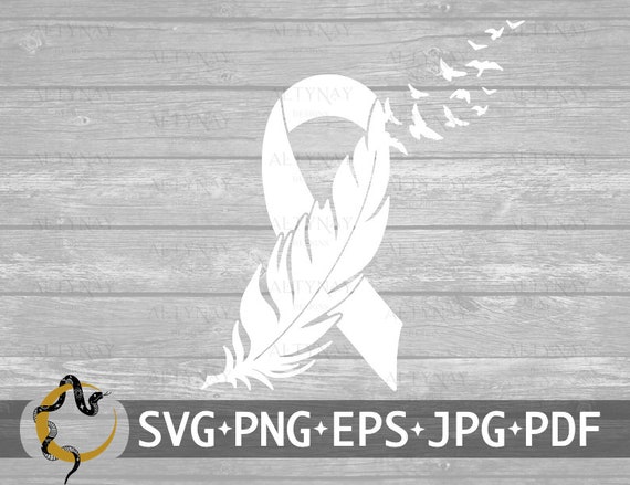 Lung Cancer Feather Ribbon SVG Lung Cancer SVG Lung Cancer | Etsy
