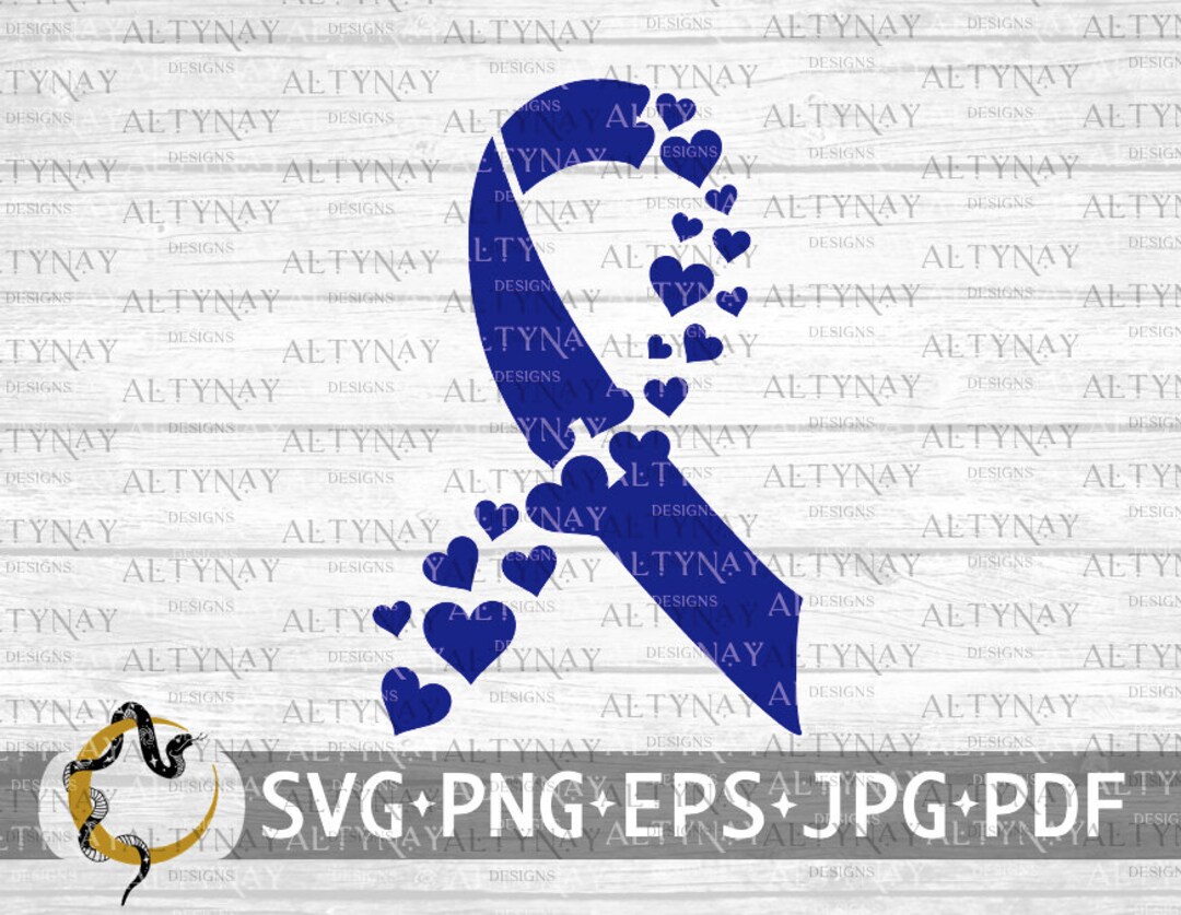 Colon Cancer Heart Ribbon SVG, Colon Cancer Awareness, Colon Cancer ...