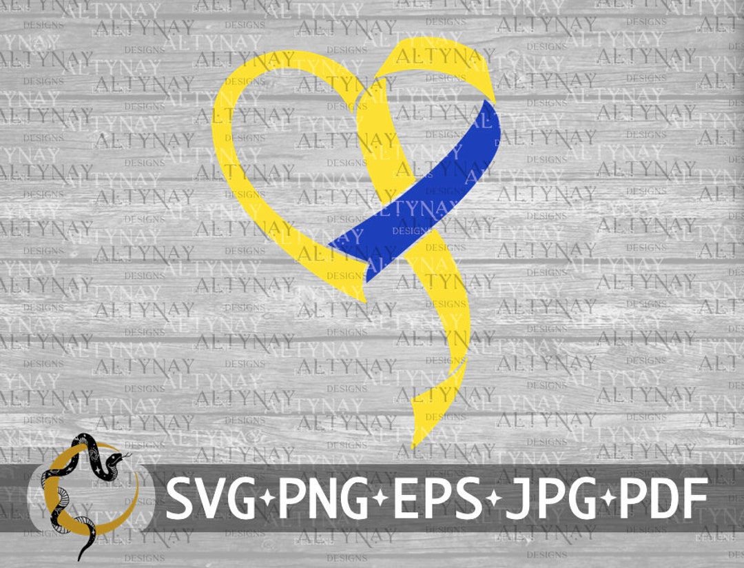 Down Syndrome Heart Ribbon SVG, Down Syndrome Awareness SVG, Down ...