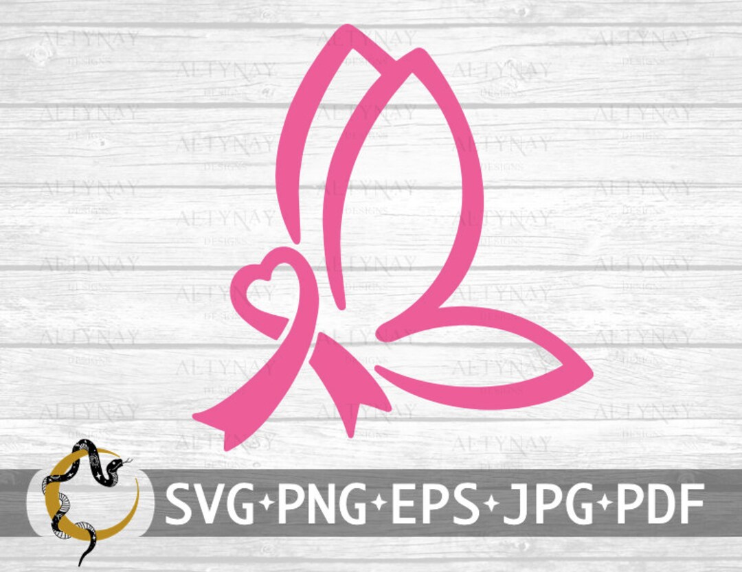 Breast Cancer Butterfly Ribbon SVG, Breast Cancer Ribbon Awareness SVG ...
