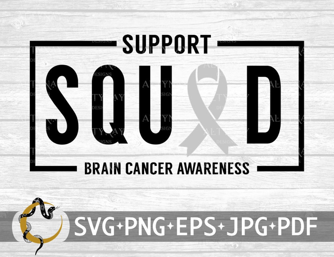 Support Squad Brain Cancer SVG, Ribbon Grey SVG, Brain Cancer Awareness ...