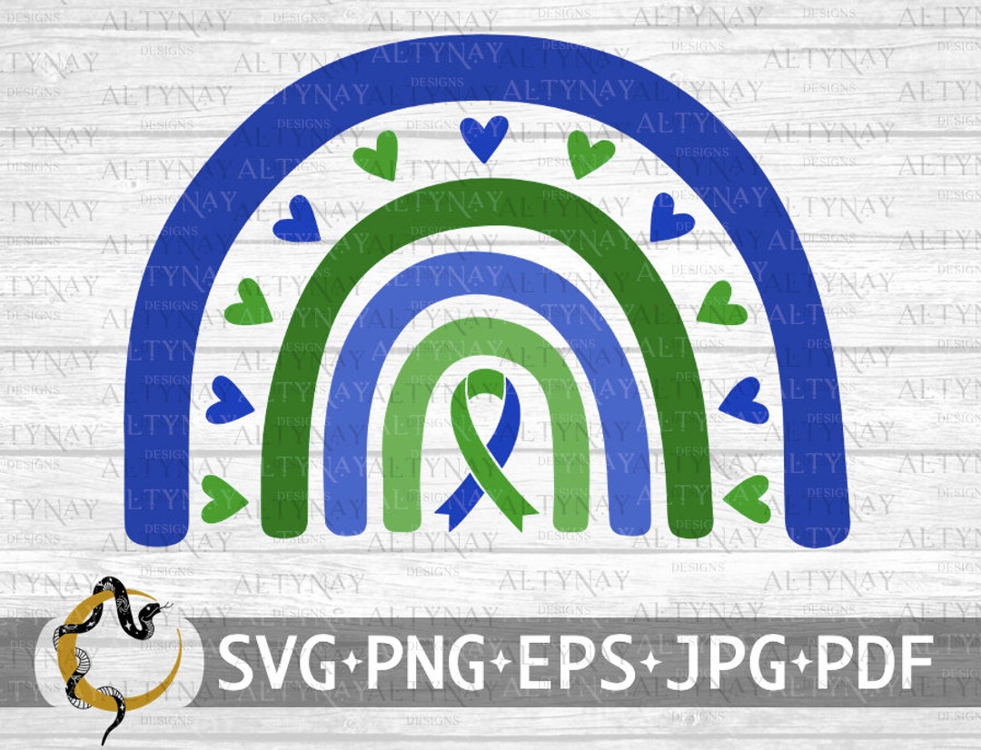 Neurofibromatosis Boho Rainbow Ribbon SVG, Neurofibromatosis Awareness ...