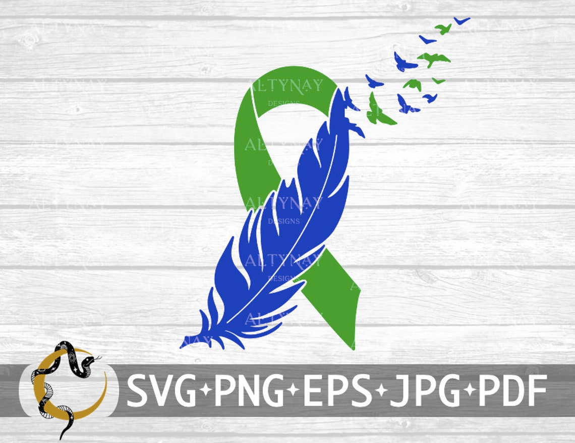 Neurofibromatosis Awareness Feather Ribbon SVG | Etsy