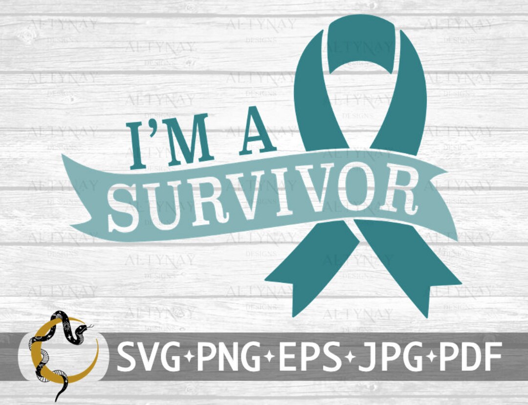 Ovarian Cancer Survivor Ribbon SVG, Ovarian Cancer Awareness SVG, Teal ...