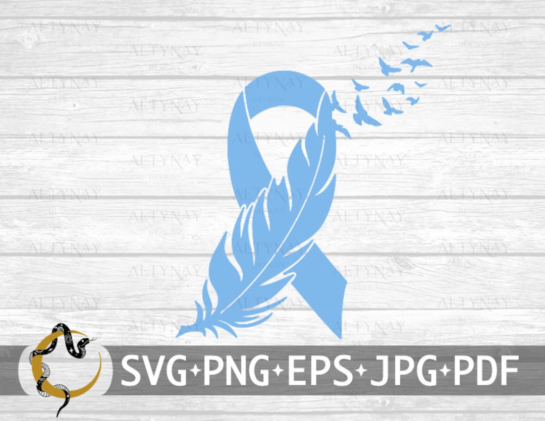 Prostate Cancer Feather Ribbon SVG, Prostate Cancer Awareness SVG ...