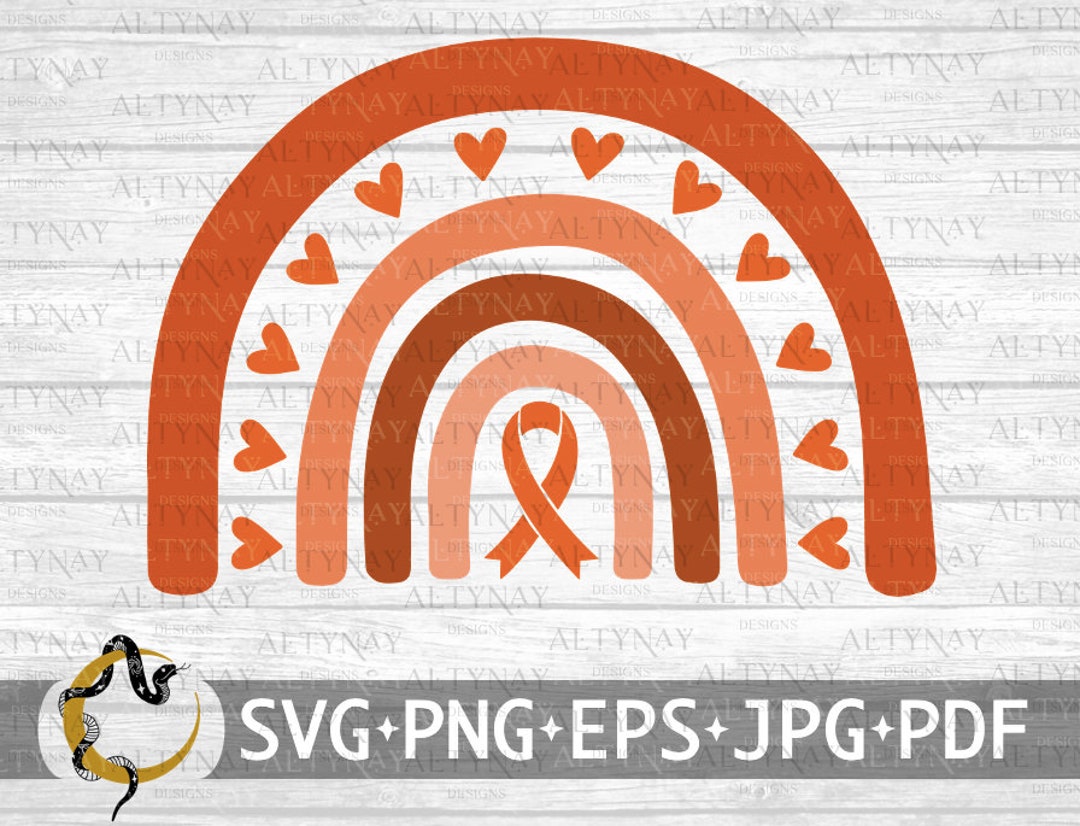 Leukemia Cancer Boho Rainbow SVG, Leukemia Cancer Awareness SVG, Orange ...