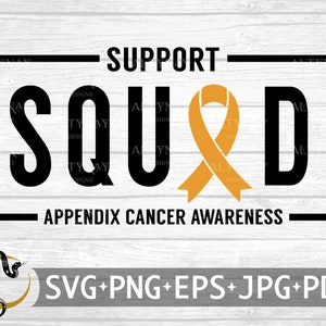 Support Squad Appendix Cancer SVG, Ribbon Amber SVG, Appendix Cancer ...