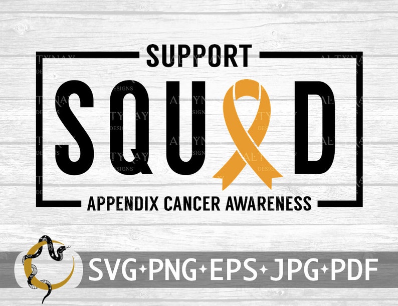 Support Squad Appendix Cancer SVG Ribbon Amber SVG Appendix - Etsy